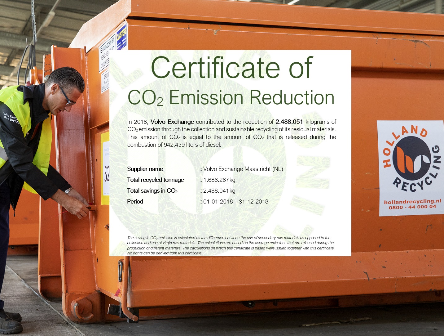 Volvo Car Nederland Exchange Maastricht receives first CO2 certificate ...